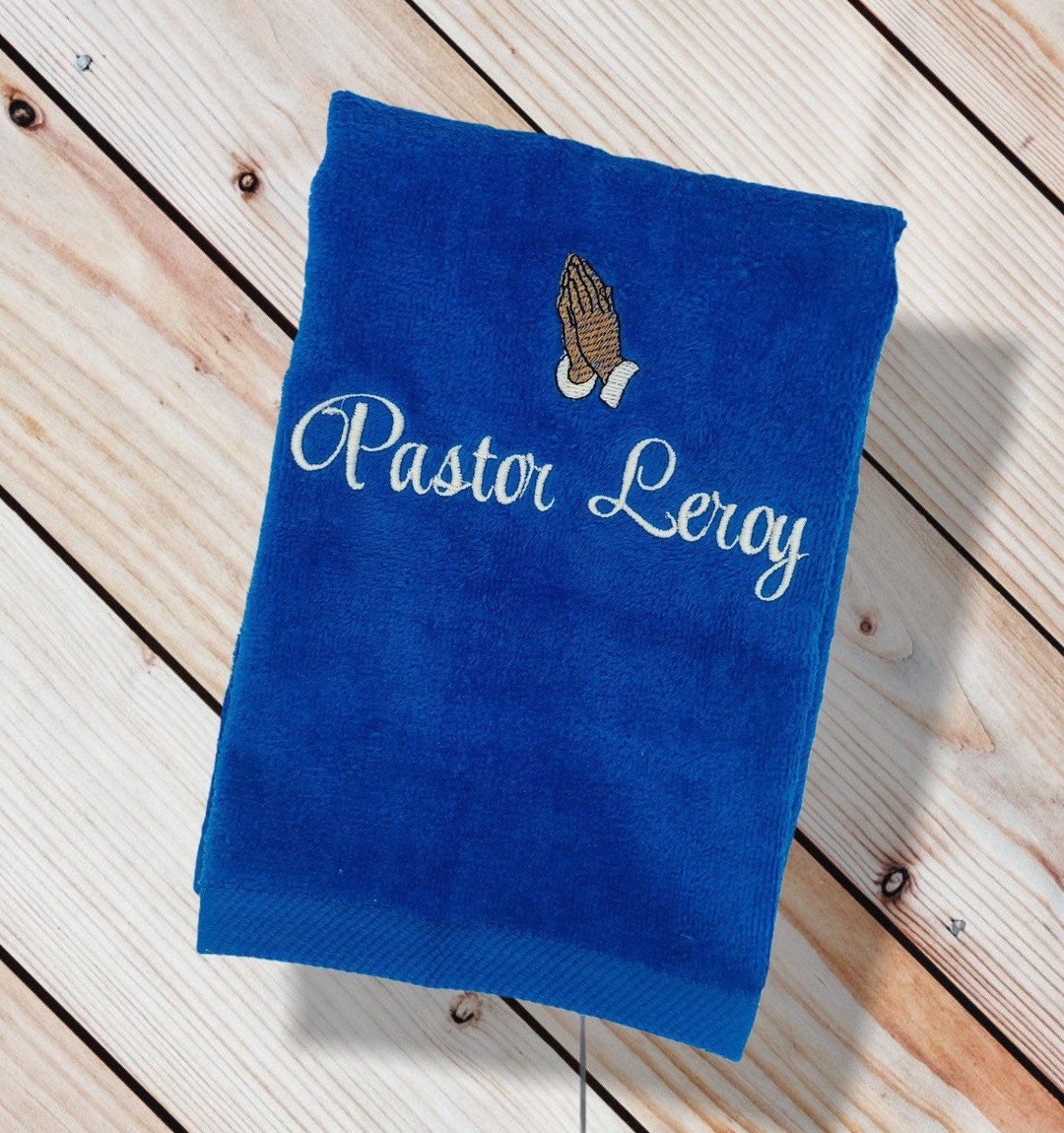 Personalized Embroidered Pastors Towels With Praying Hands, Clergy ...