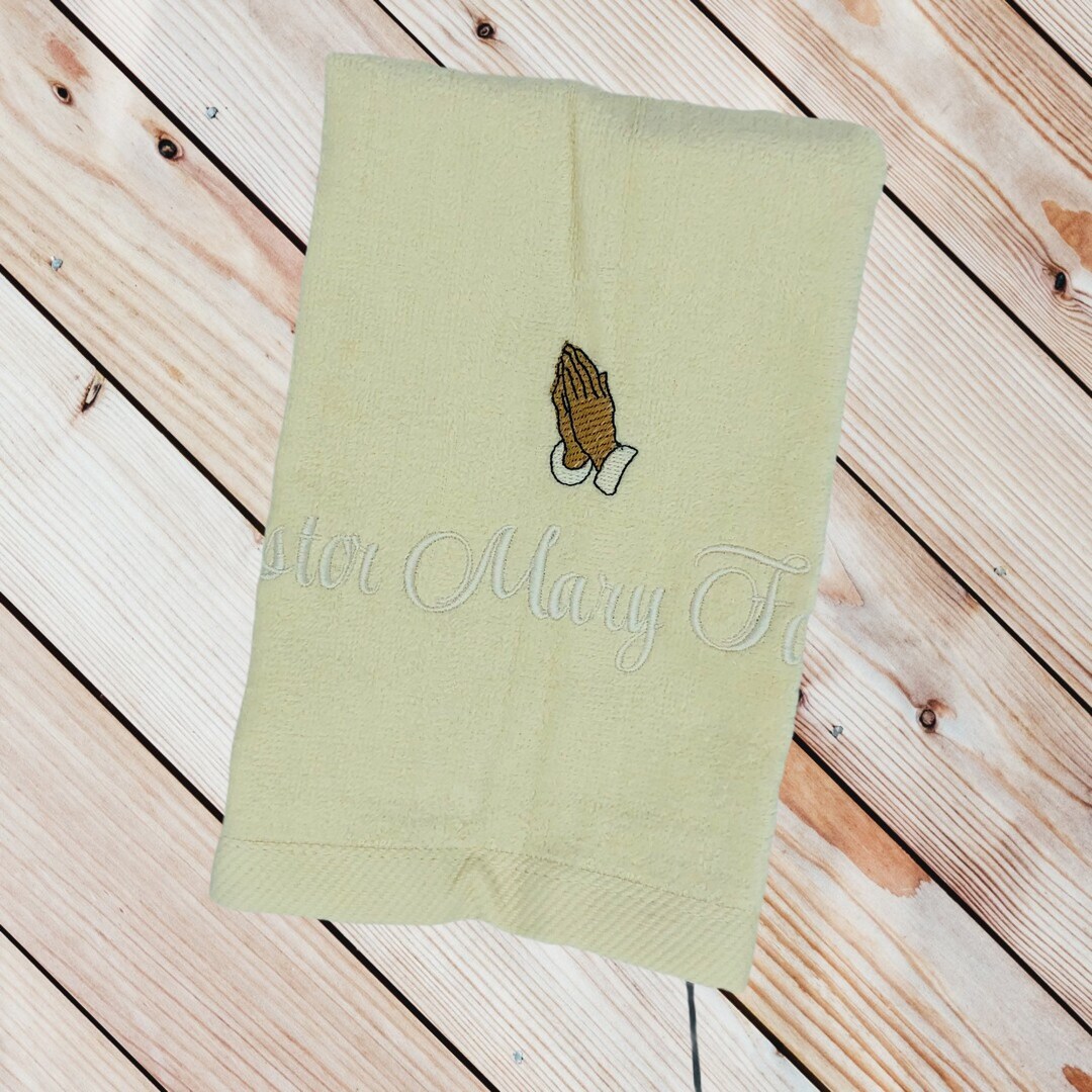 Personalized Embroidered Pastors Towels With Praying Hands, Clergy ...