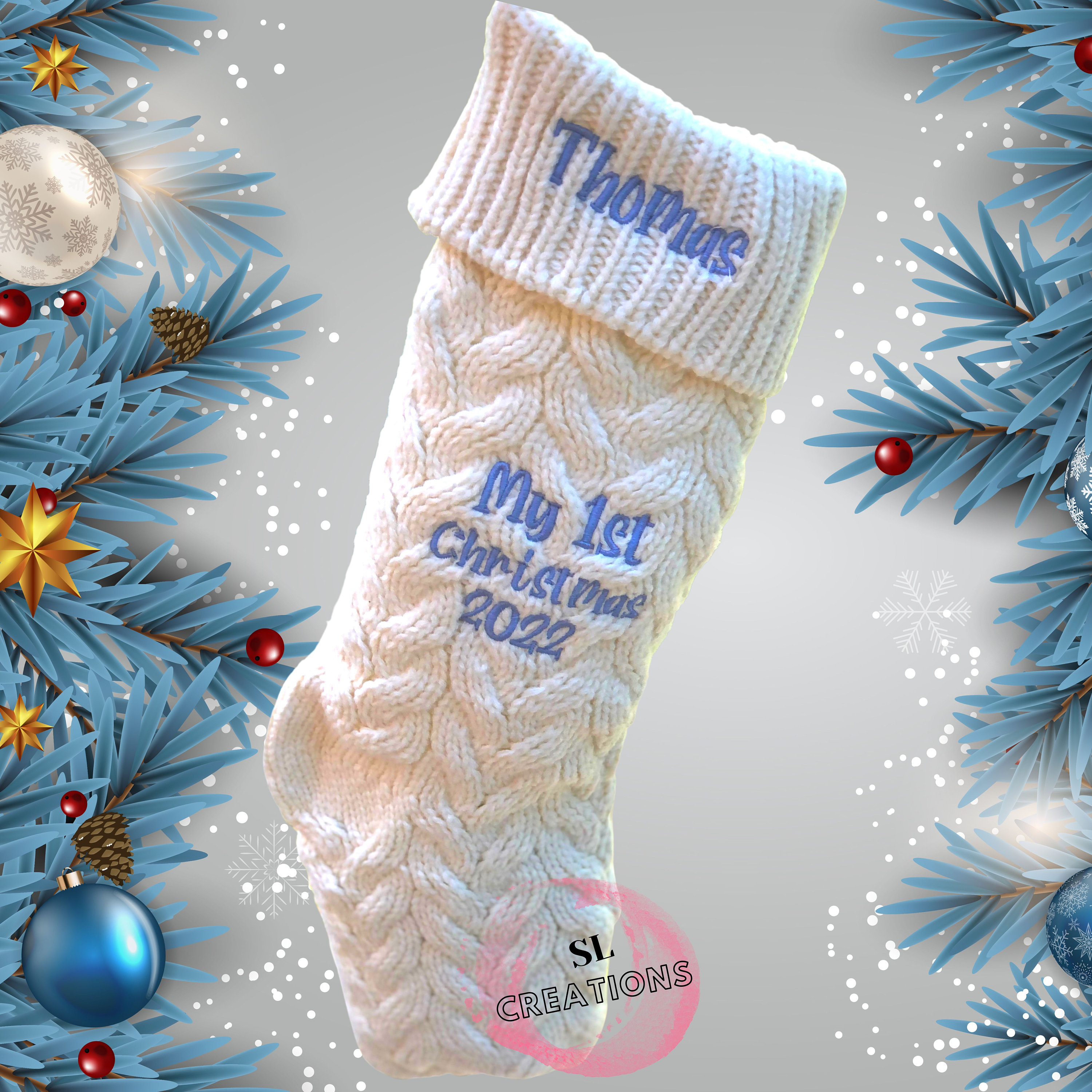 Personalized First Christmas Stockings, 1st Christmas Gift, Embroidered ...