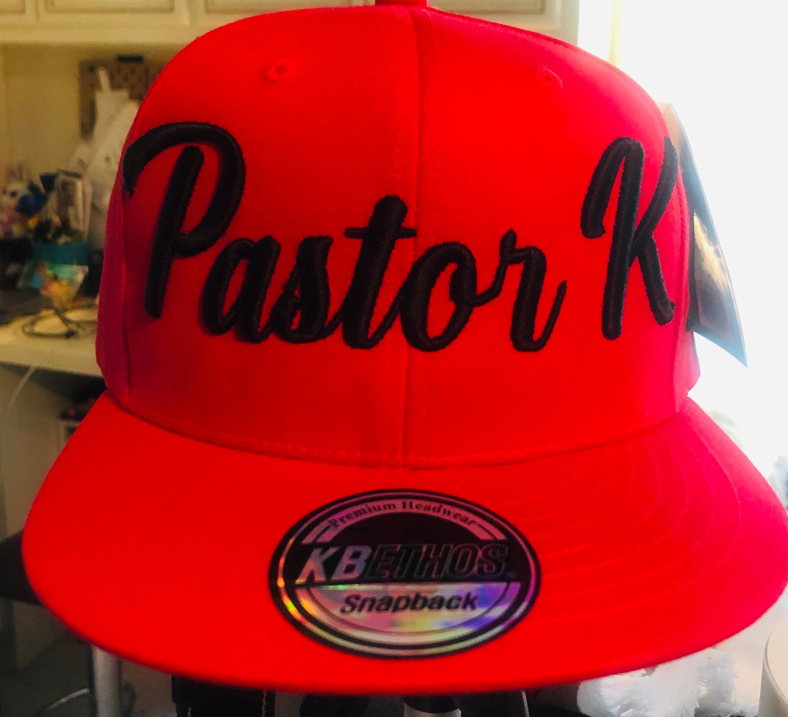 Pastor 3D Puff Embroidered Flat Brim Hat Personalized | Etsy