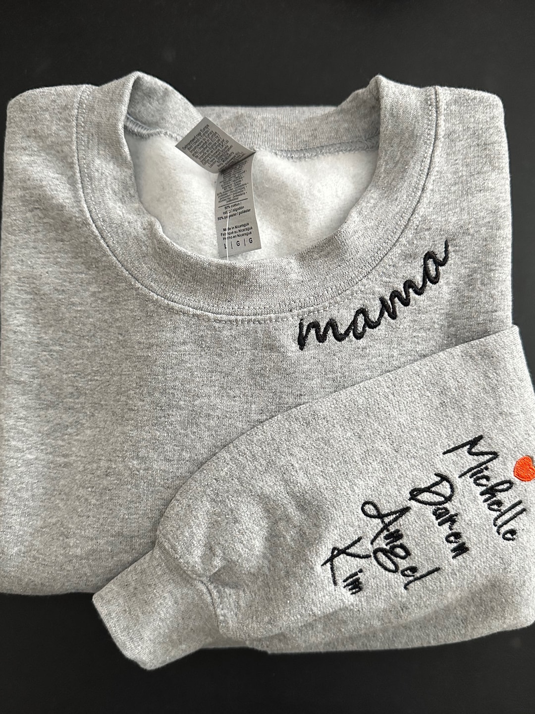 Personalized Embroidered Neck Mama Sweatshirt With Kids Names on Sleeve ...