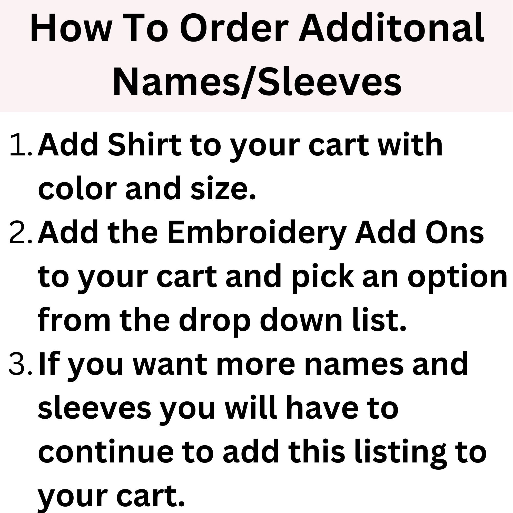 Embroidery Name/sleeve Add Ons - Etsy
