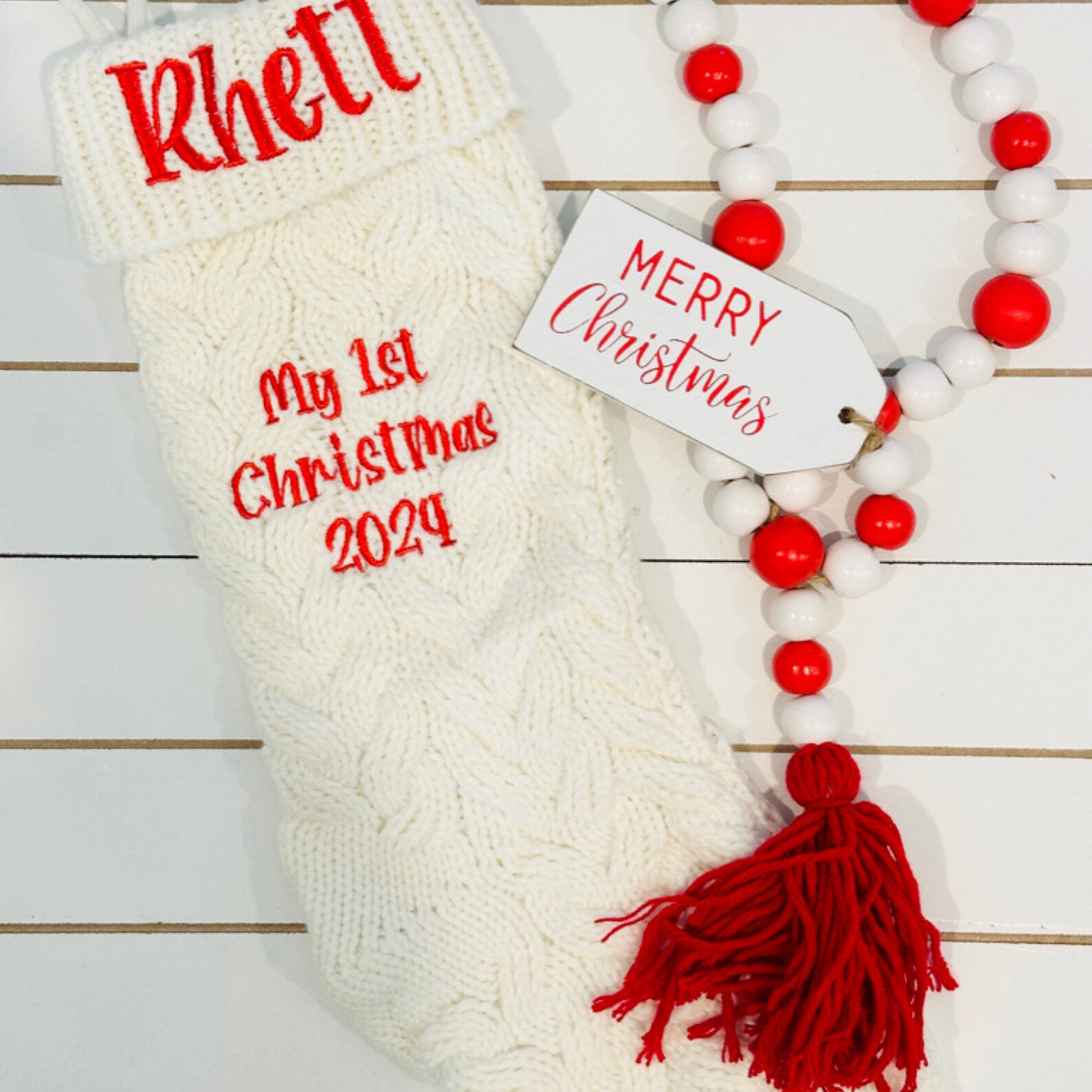 Personalized First Christmas Stockings, 1st Christmas Gift, Embroidered ...