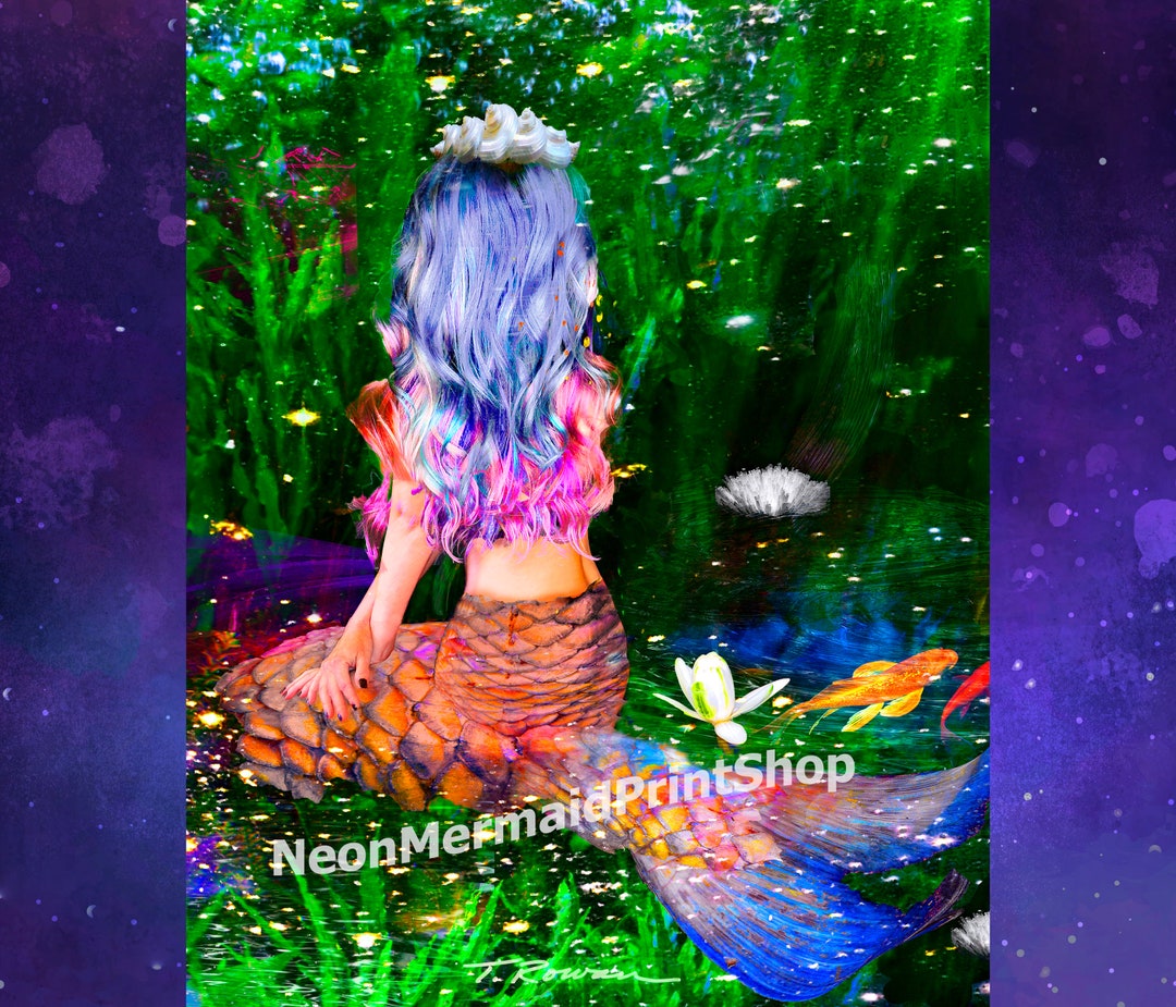 Mermaid Art,purple Mermaid Girl,mermaid Print,art Print,mermaid Poster ...