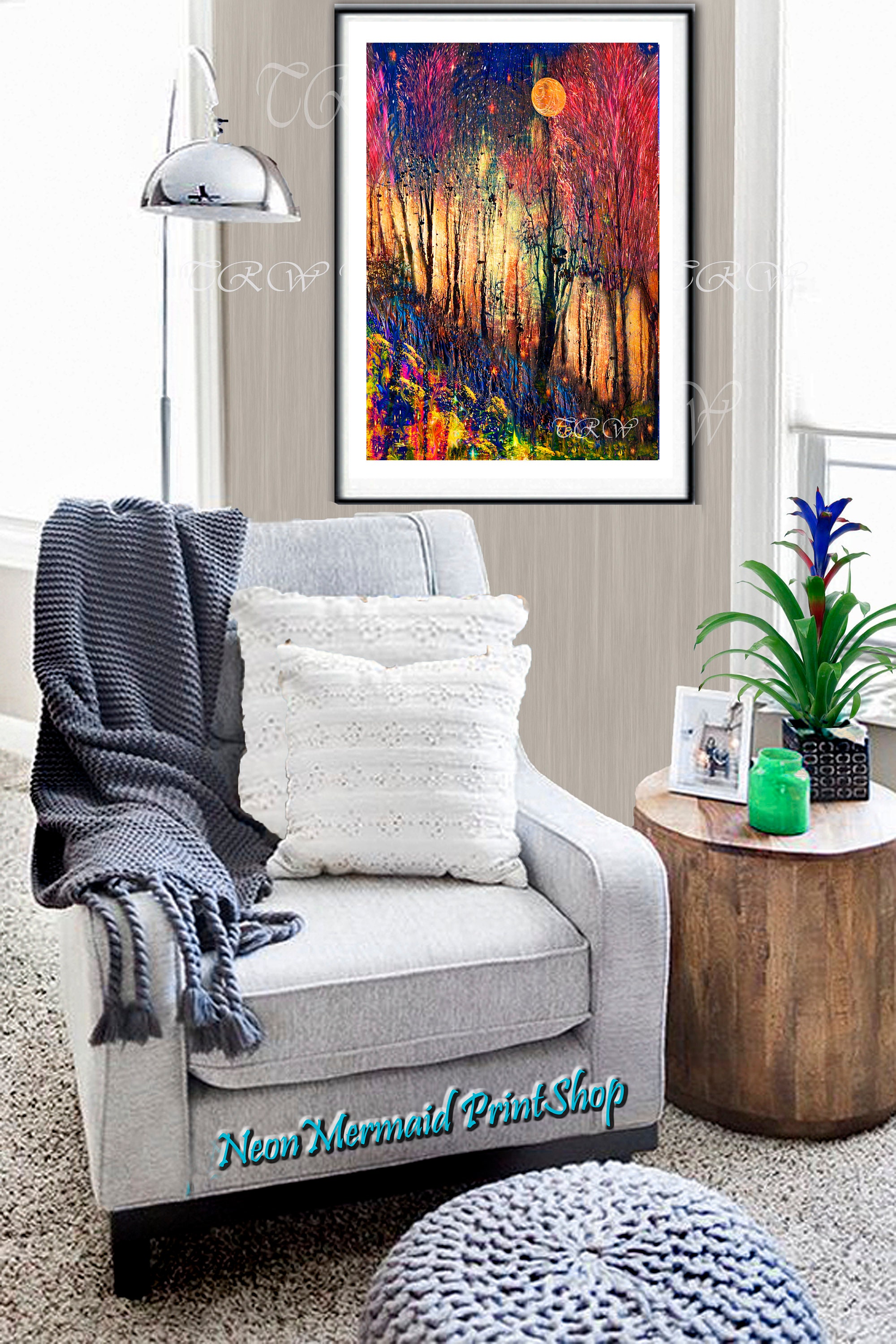 Print of Colorful Trees,fantasy Art Forest,pink Trees,fairytale Art ...