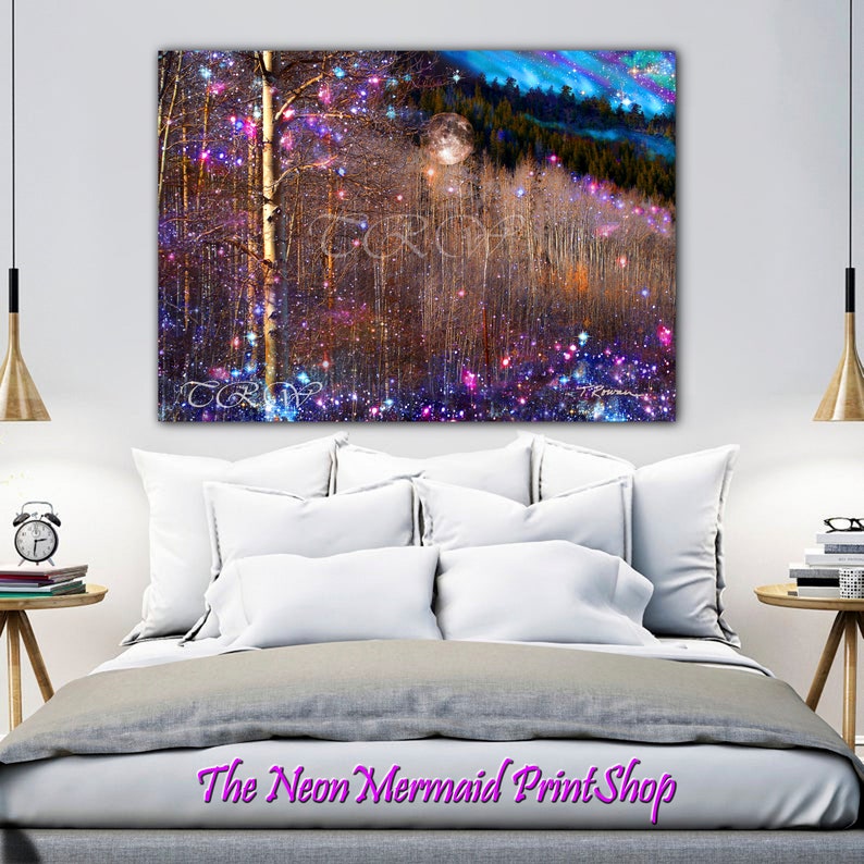 Fairytale Art,northern Lights Landscape Giclee Prints of Trees,aspen ...