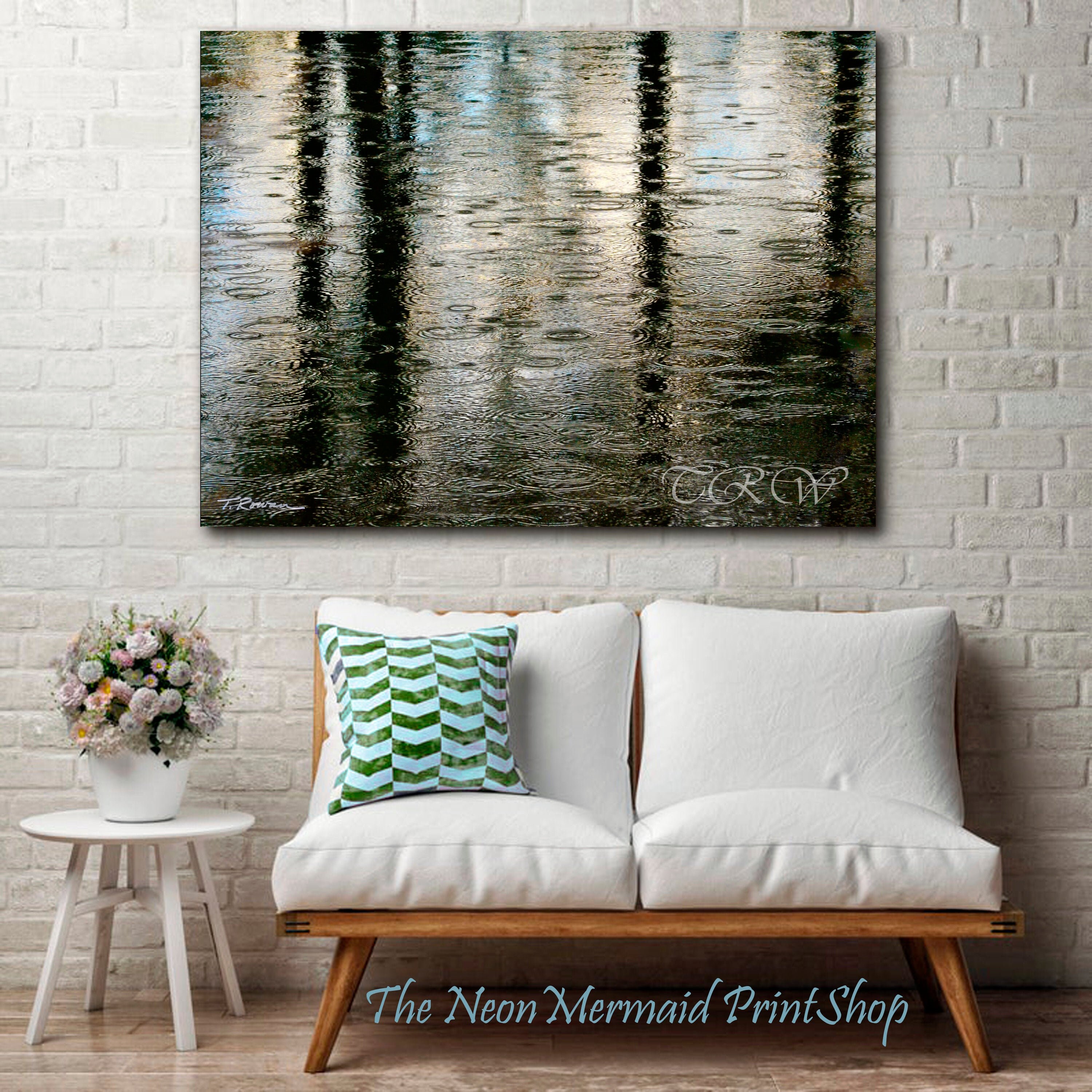Rain Art,abstract Rain Photography,water Art,silver Office Art,abstract ...