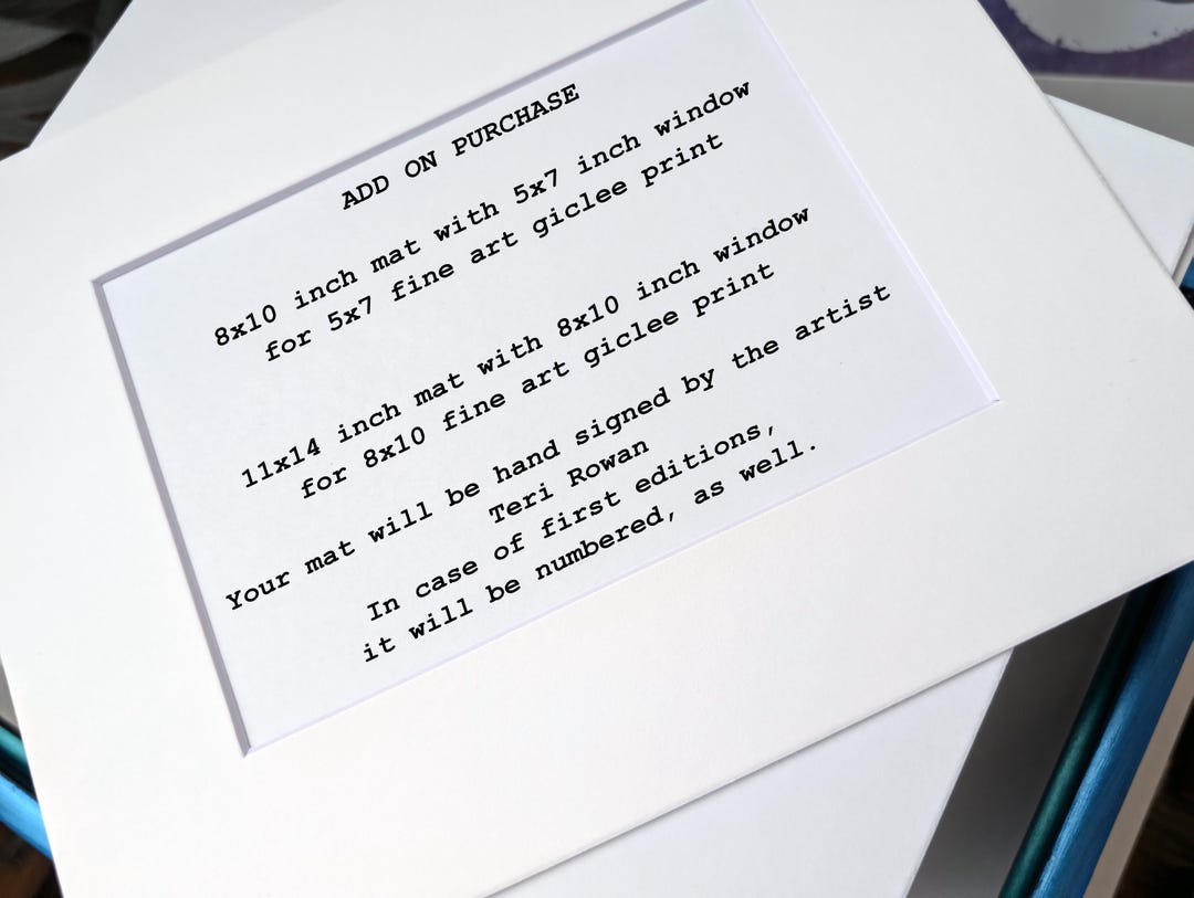 ADD ON Custom Mat Board,white Mat Board,custom Mat for 5x7 Art,white ...