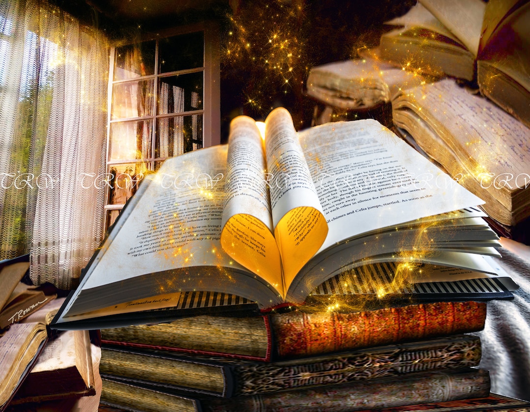 Magic Book With Fairy Lights,open Book Heart Shaped Pages,open Magic ...