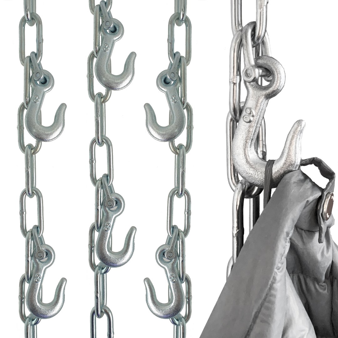 Coat Rack Made of Steel Chain and Metal Hooks for Ceiling, Industrial ...