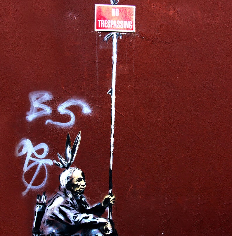 Banksy Cushion Cover Native American Indian No Trespassing - Etsy