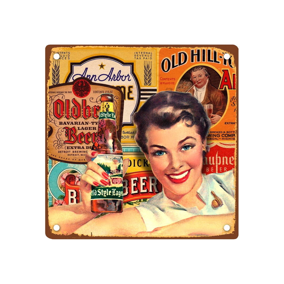 Vintage Style Metal Sign, Old Advertisement, 50's 60's Beer Collage 200 ...