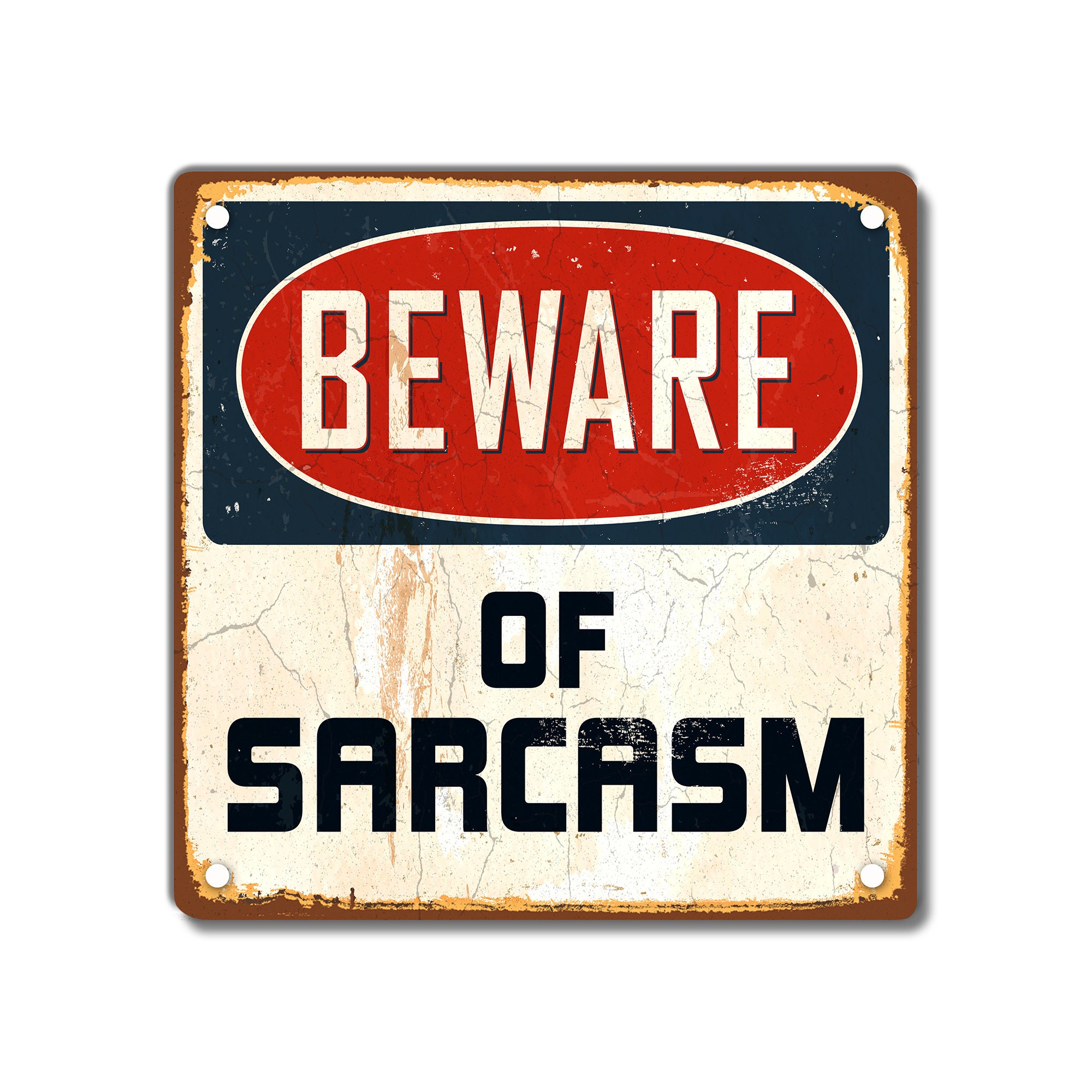 Vintage Style Metal Sign, Beware of Sarcasm, Aged or Plain 200 X 200mm ...
