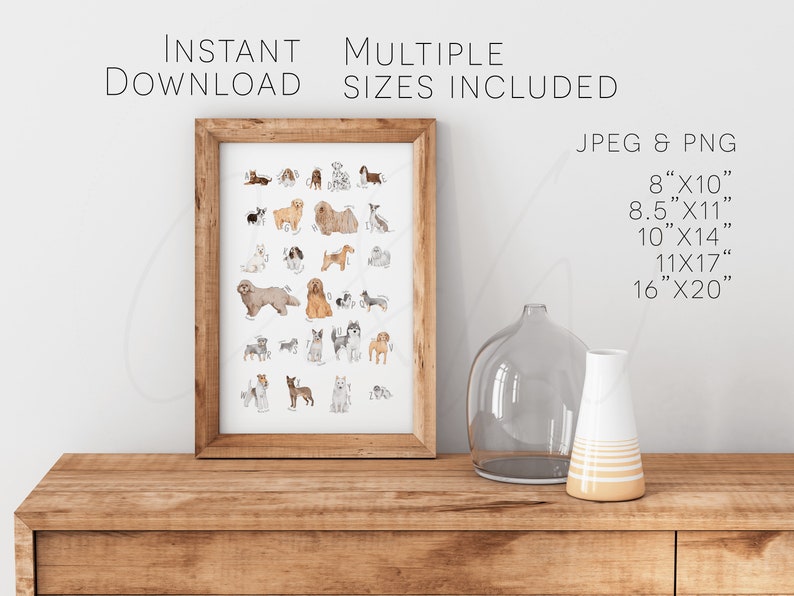 Dog Alphabet Poster PRINTABLE Dog Wall Art Instant - Etsy