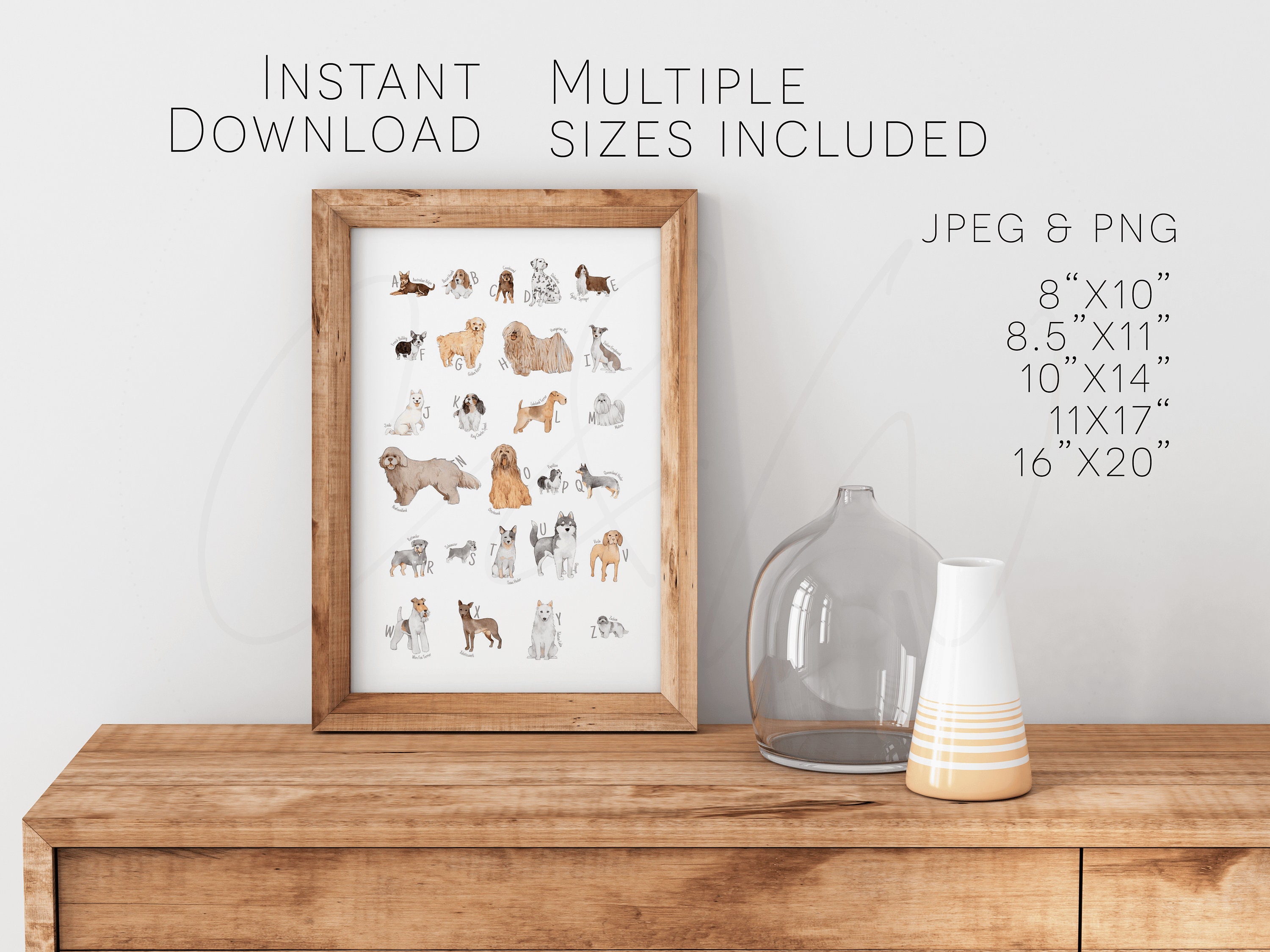 Dog Alphabet Poster // PRINTABLE // Dog Wall Art // Instant | Etsy