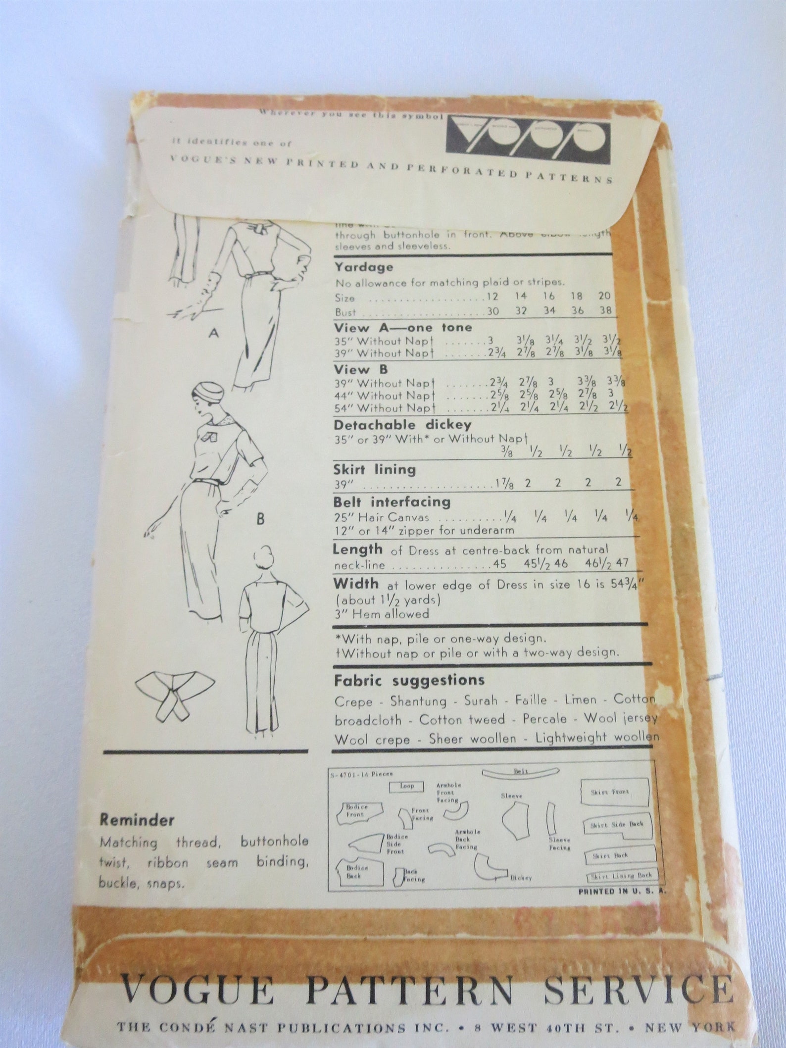 Vogue Special Design Vogue Pattern 50s Pattern 50s Dress | Etsy
