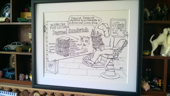The Man Cave Food Lecturer Cartoon Signed by Artist Limited | Etsy
