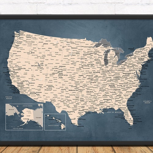 USA Push Pin Map print Only United States Travel Map - Etsy