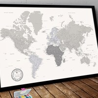 World Map Canvas, Large Wall Map Print, Educational Map Poster,travel ...