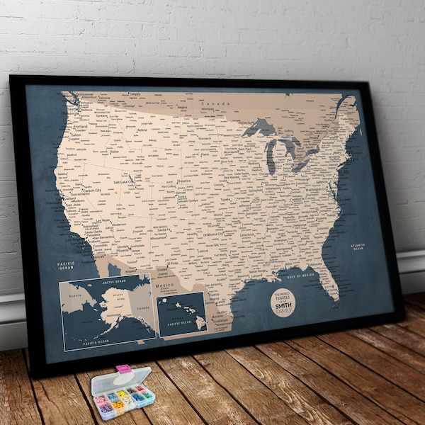 Push Pin Map - Etsy