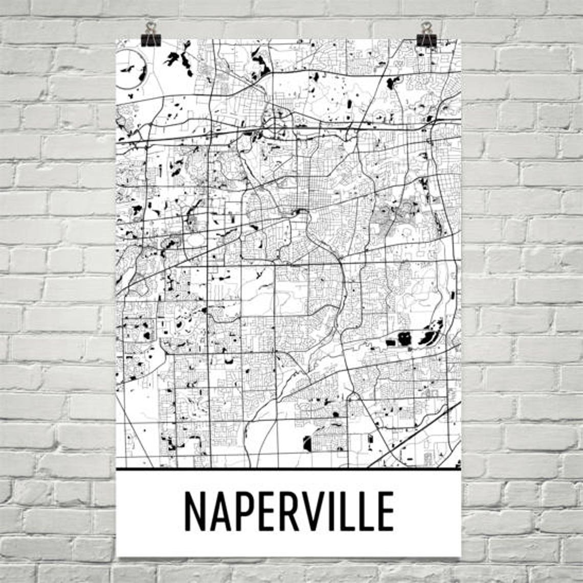 Naperville Map Naperville Art Naperville Print Naperville | Etsy