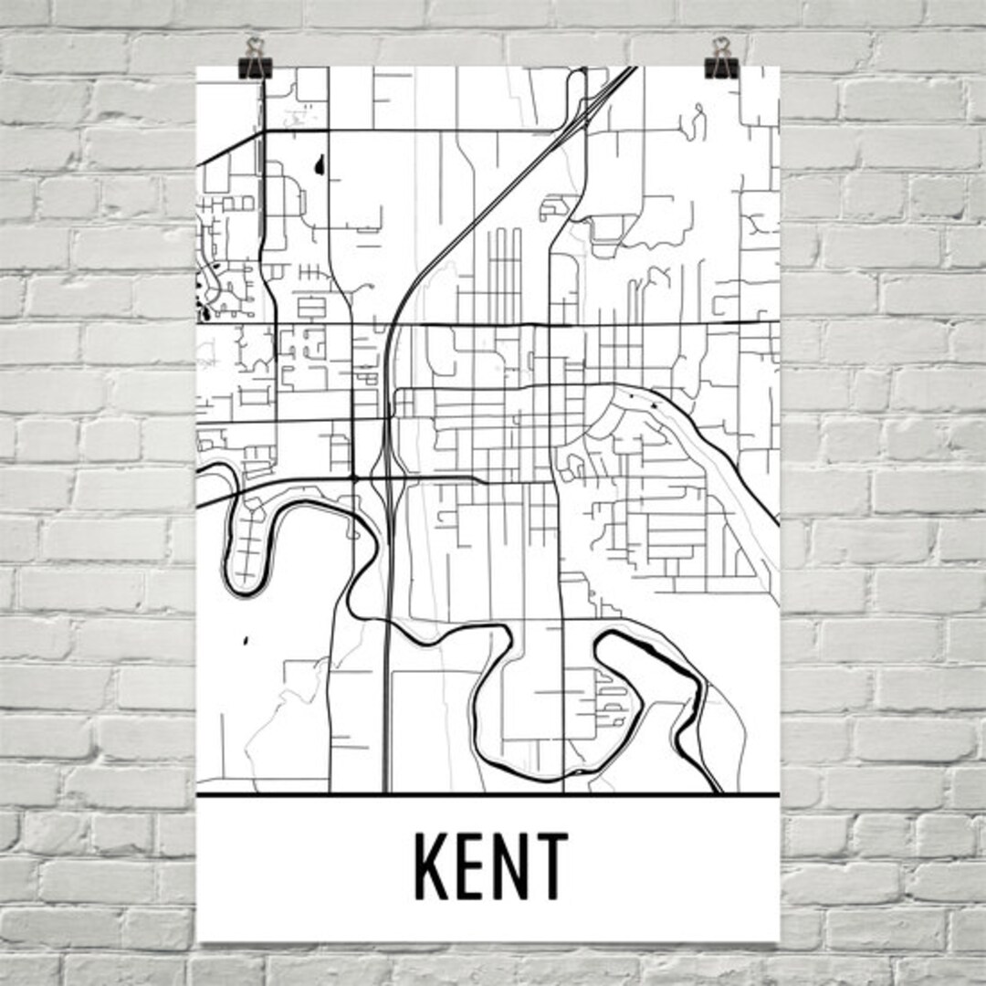 Kent Ohio Street Map Art Print: Modern City Decor - Etsy