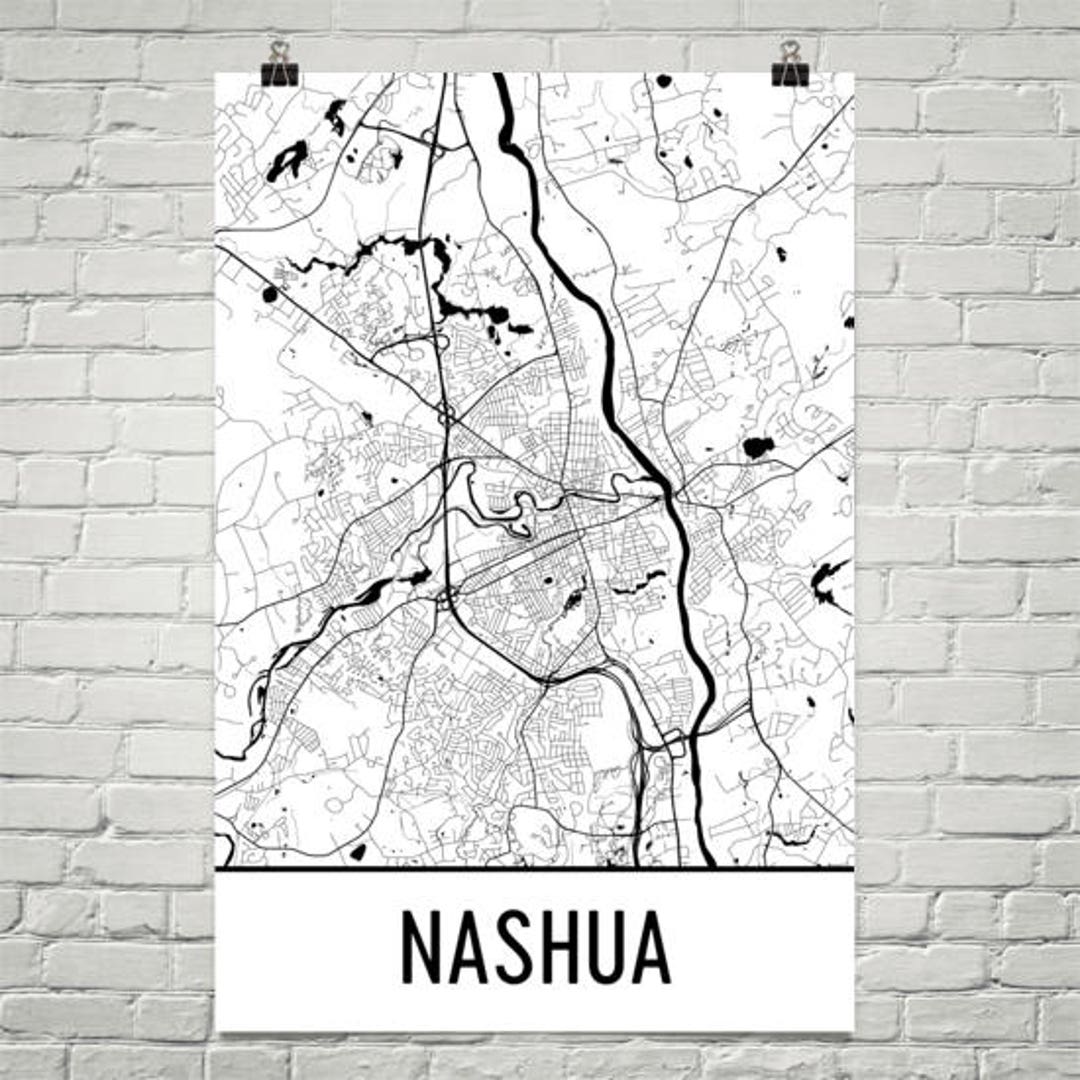 Nashua NH Map Art Print: Minimalist City Street Map - Etsy