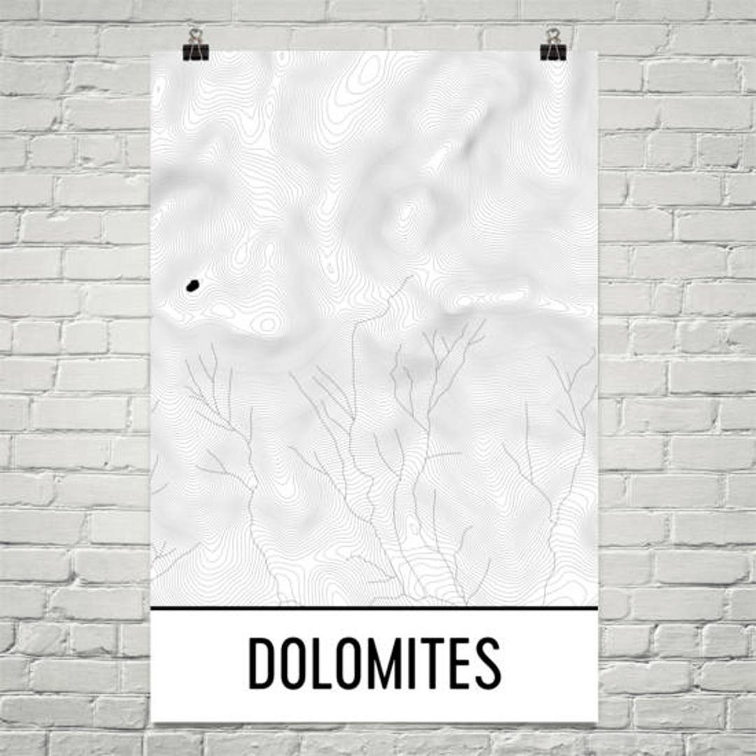 Dolomites Topographic Map Print: Italy Mountain Art - Etsy