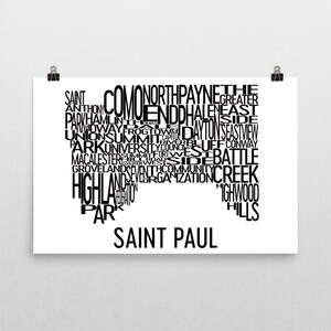 Saint Paul Typography Neighborhood Map Art City Print, St. Paul Wall ...
