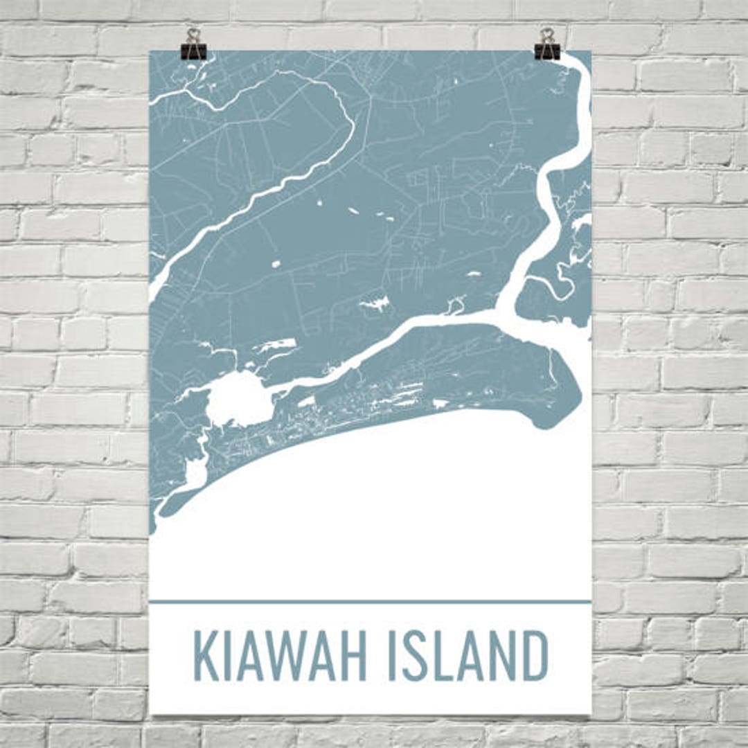 Kiawah Island Map Art Print: South Carolina Street Map Decor - Etsy