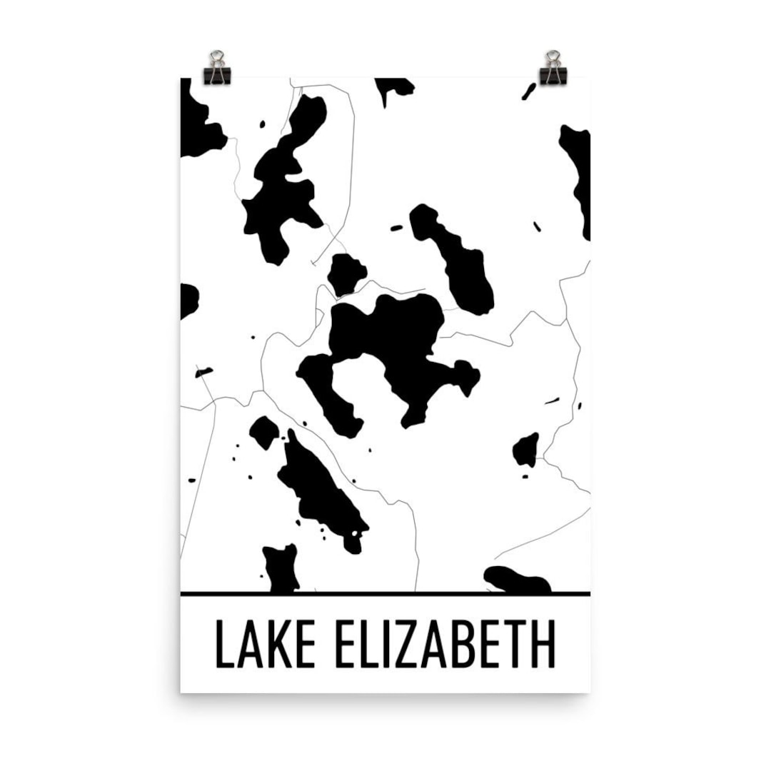 Lake Elizabeth Minnesota Map Art Print: Modern Cottage Decor - Etsy