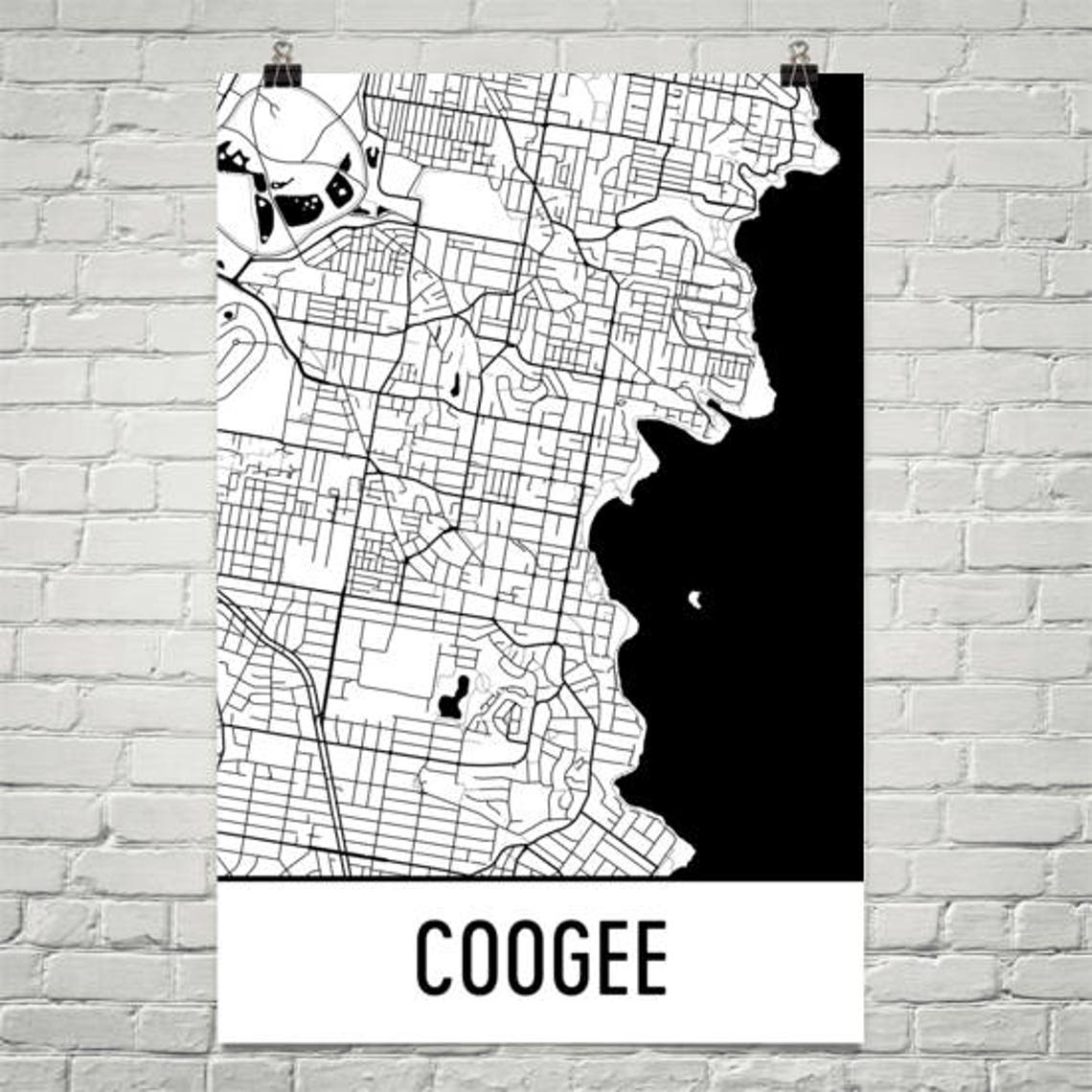 Coogee Map Coogee Art Coogee Print Coogee Australia Poster | Etsy