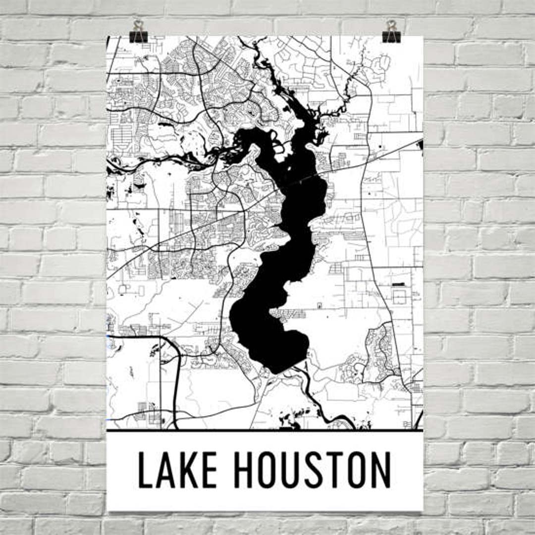 Lake Houston Texas, Lake Houston TX, Houston Map, Texas Decor, Lake Map ...