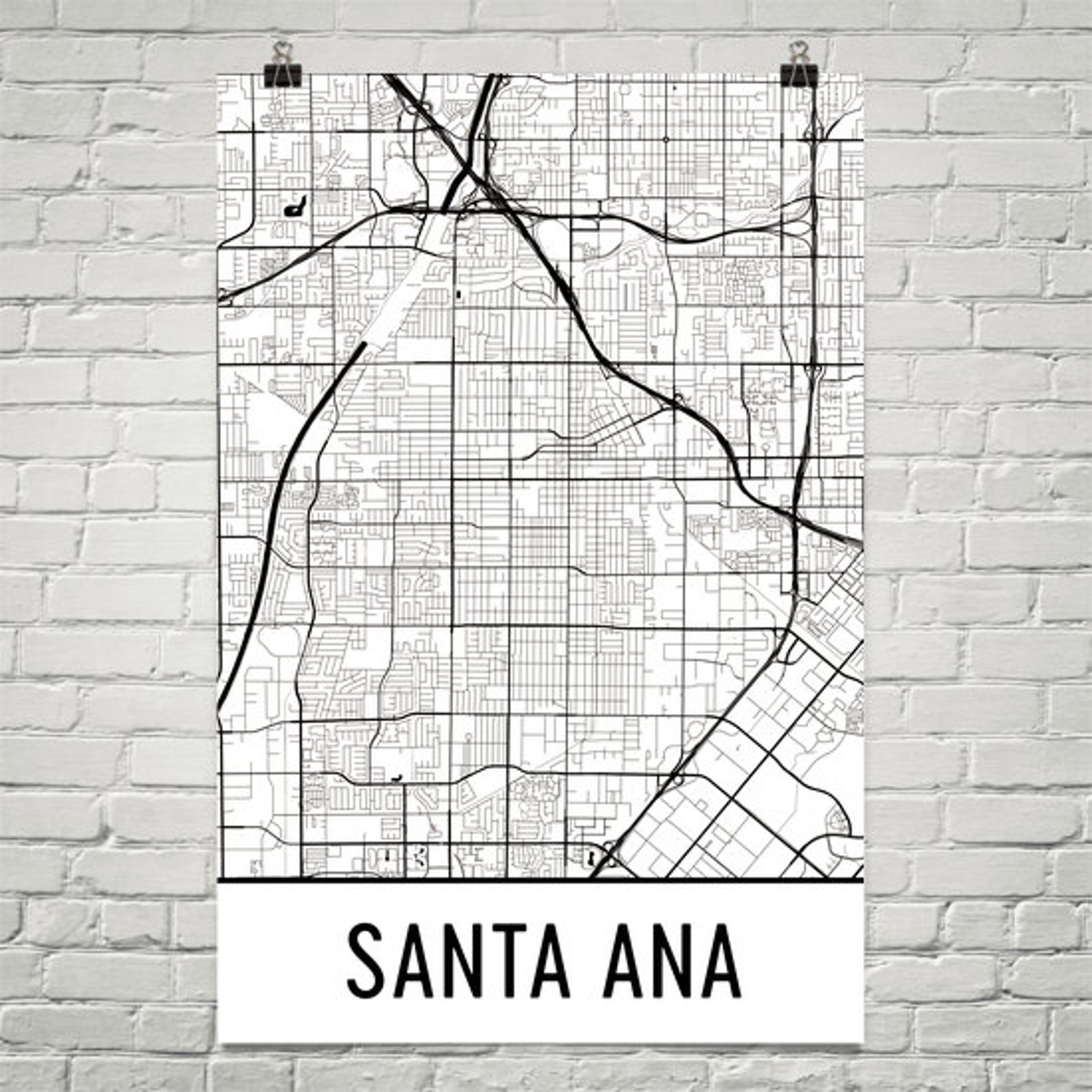Santa Ana Map Santa Ana Art Santa Ana Print Santa Ana CA | Etsy