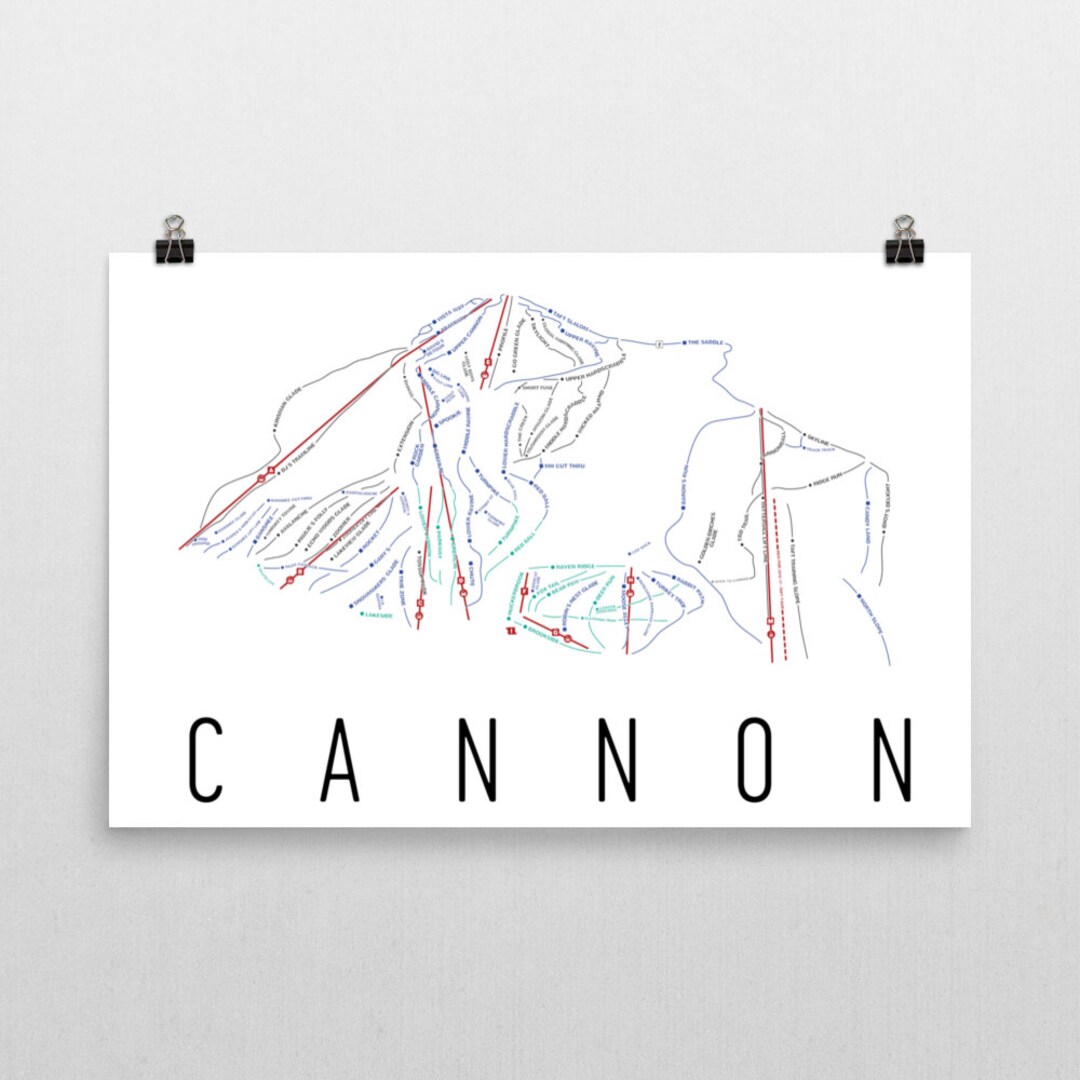 Cannon Ski Map Art, Cannon Mountain, New Hampshire Art, Cannon Trail ...