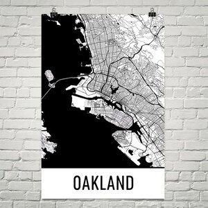 Oakland Map Art Print, Oakland CA Art Poster, Oakland Wall Art, Map of ...