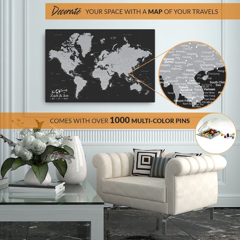 Marking Maps World Map Marking Time Maps Trip Tracking - Etsy Canada