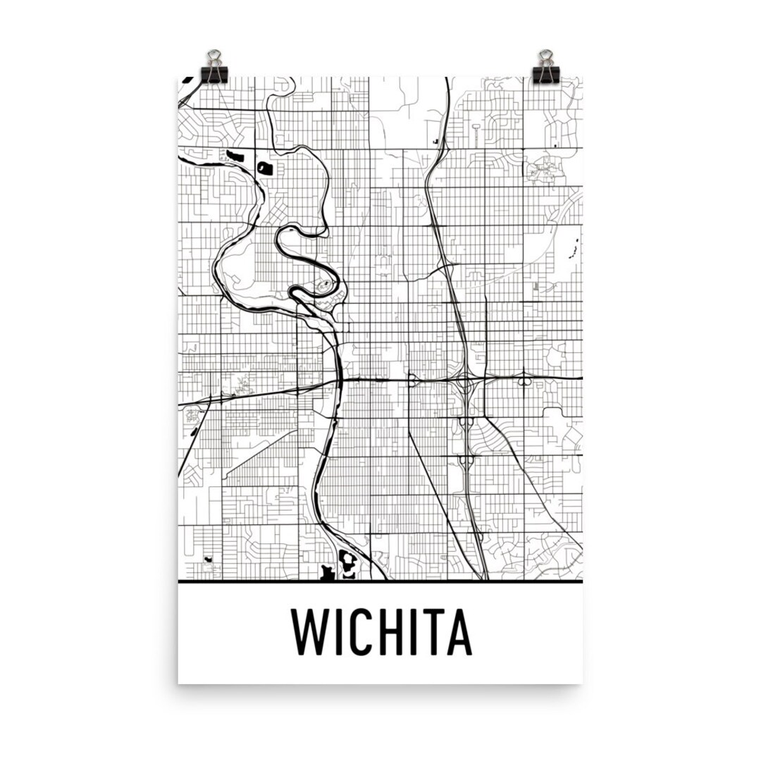 Wichita Map, Wichita KS Art, Wichita Print, Wichita KS Poster, Wichita ...
