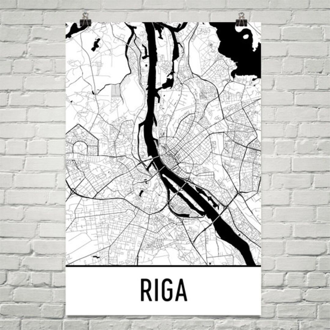 Riga Latvia Map Art Print: Modern City Street Poster - Etsy