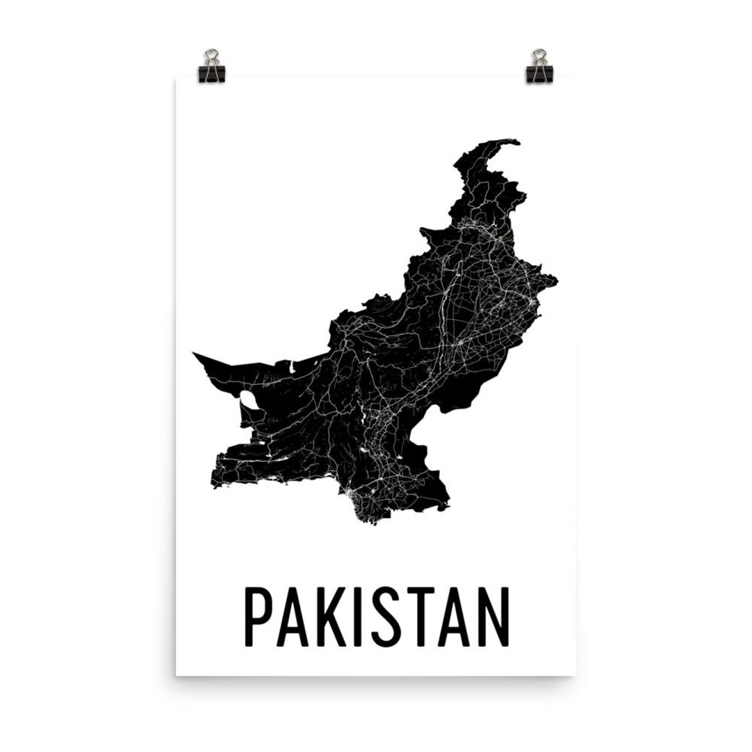 Pakistan Map Art Print: Modern Street Map, Pakistani Decor - Etsy