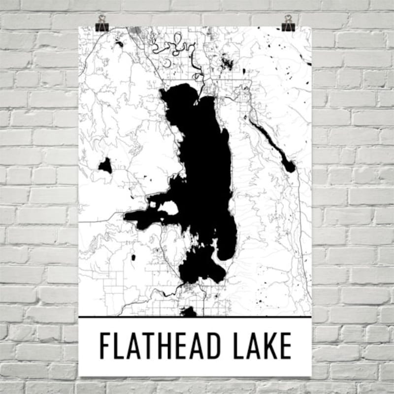 Flathead Lake Map - Etsy