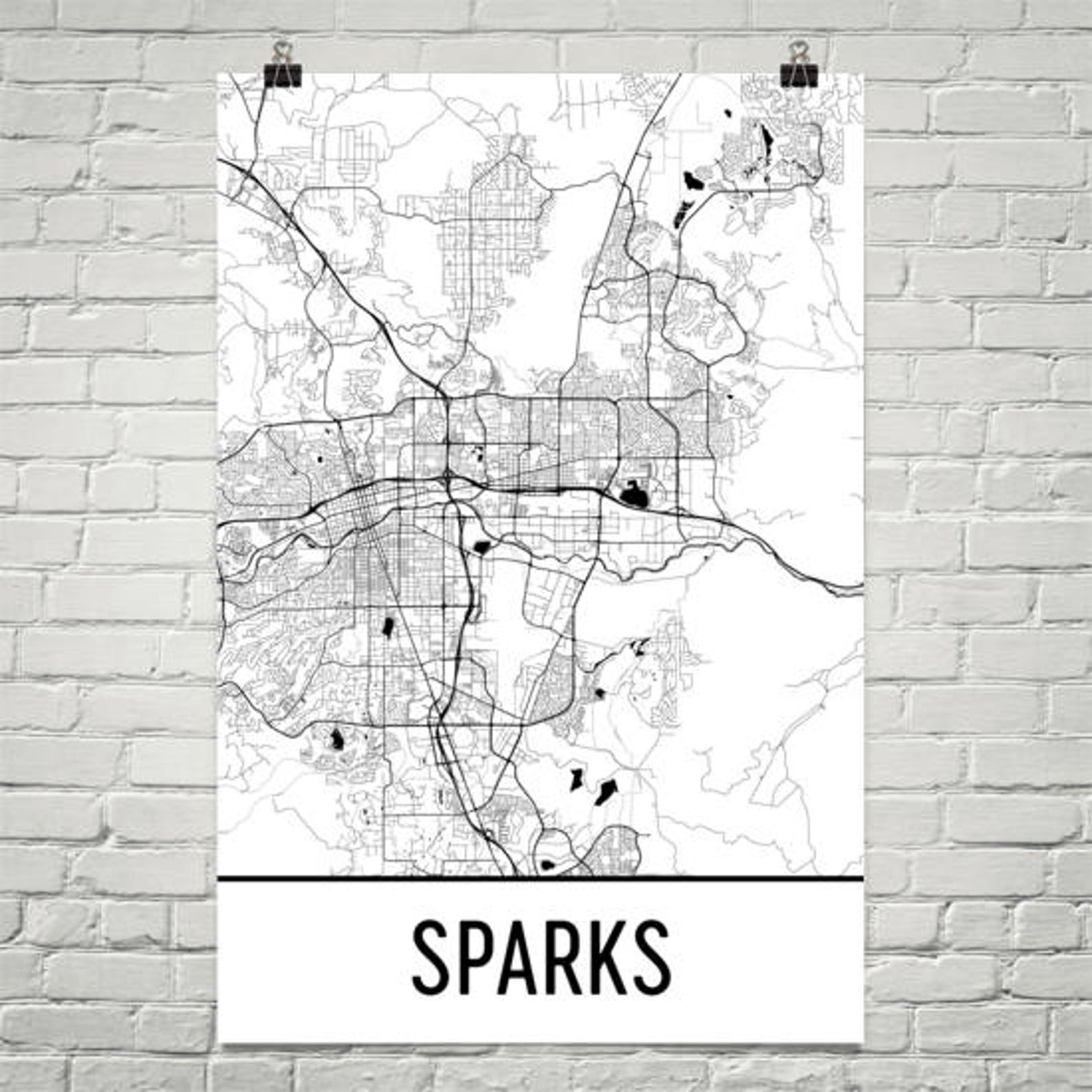 Sparks Map Sparks Art Sparks Print Sparks NV Poster Sparks - Etsy