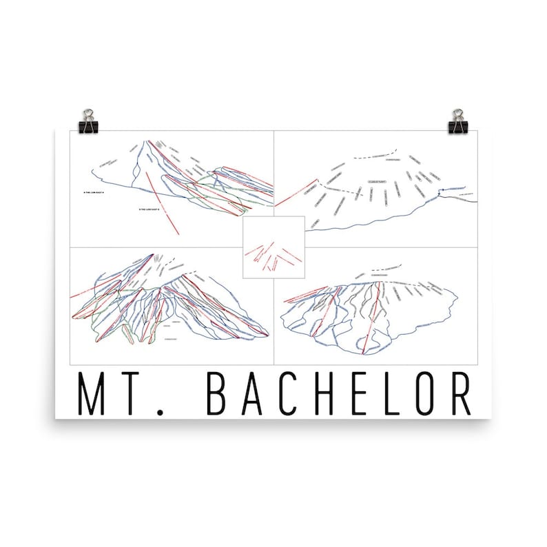 Mt. Bachelor Ski Map Art Mt. Bachelor Oregon Mt. Bachelor - Etsy Canada