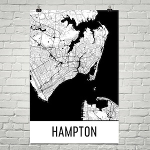 Hampton Map, Hampton Art, Hampton Print, Hampton VA Poster, Hampton ...