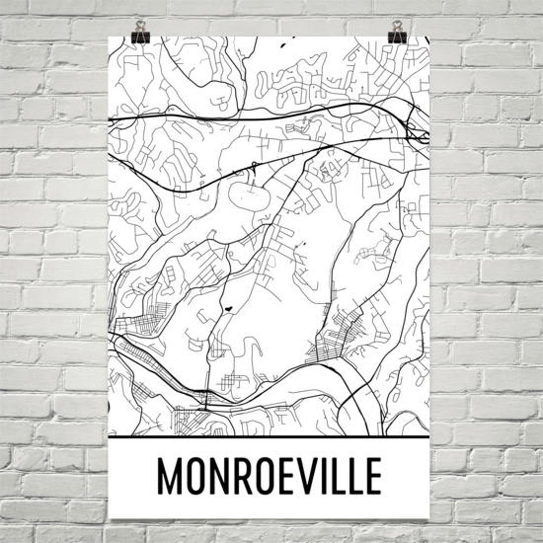 Monroeville Map, Monroeville Art, Monroeville Print, Monroeville PA ...