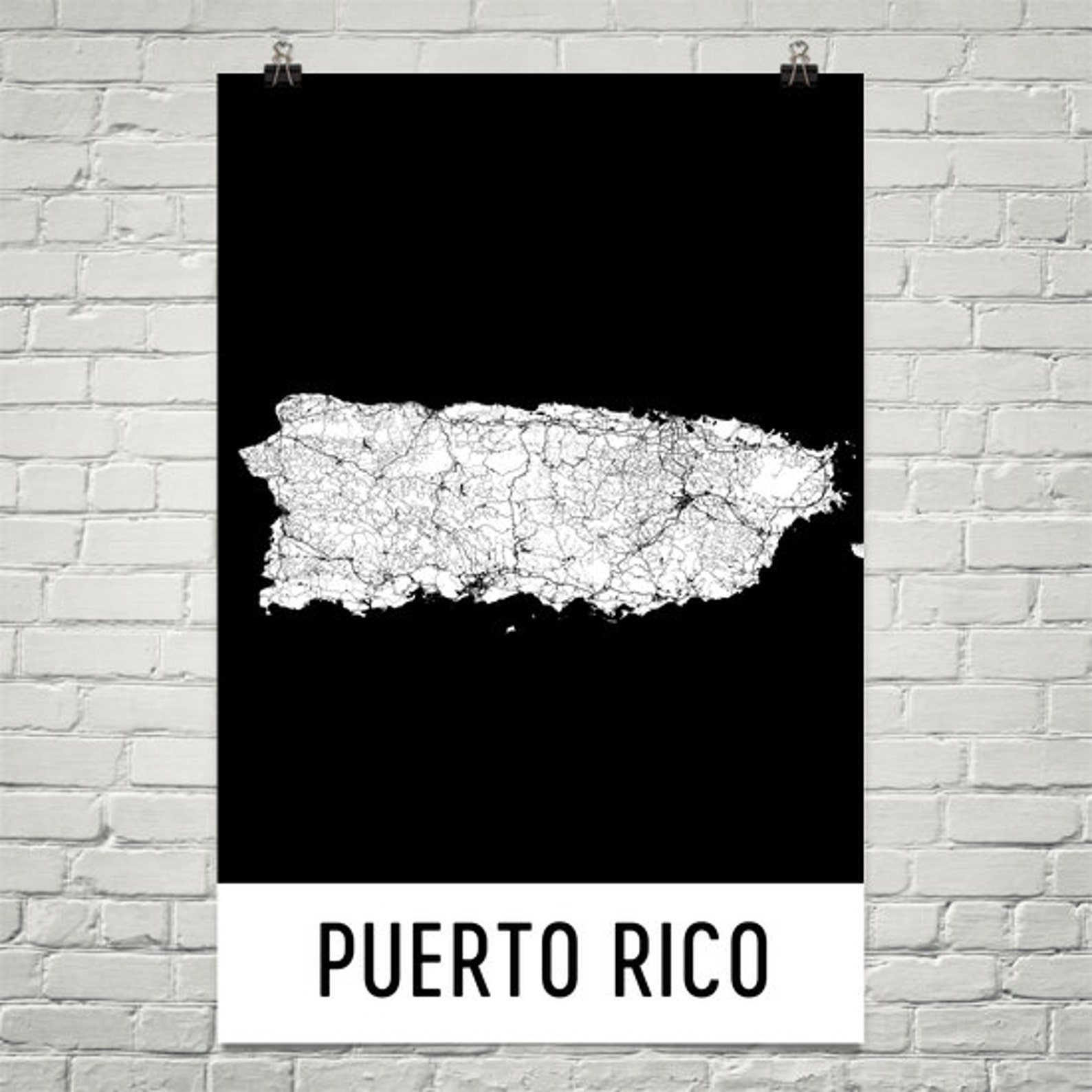 Puerto Rico Art Puerto Rico Wall Art Puerto Rico Map Map of | Etsy