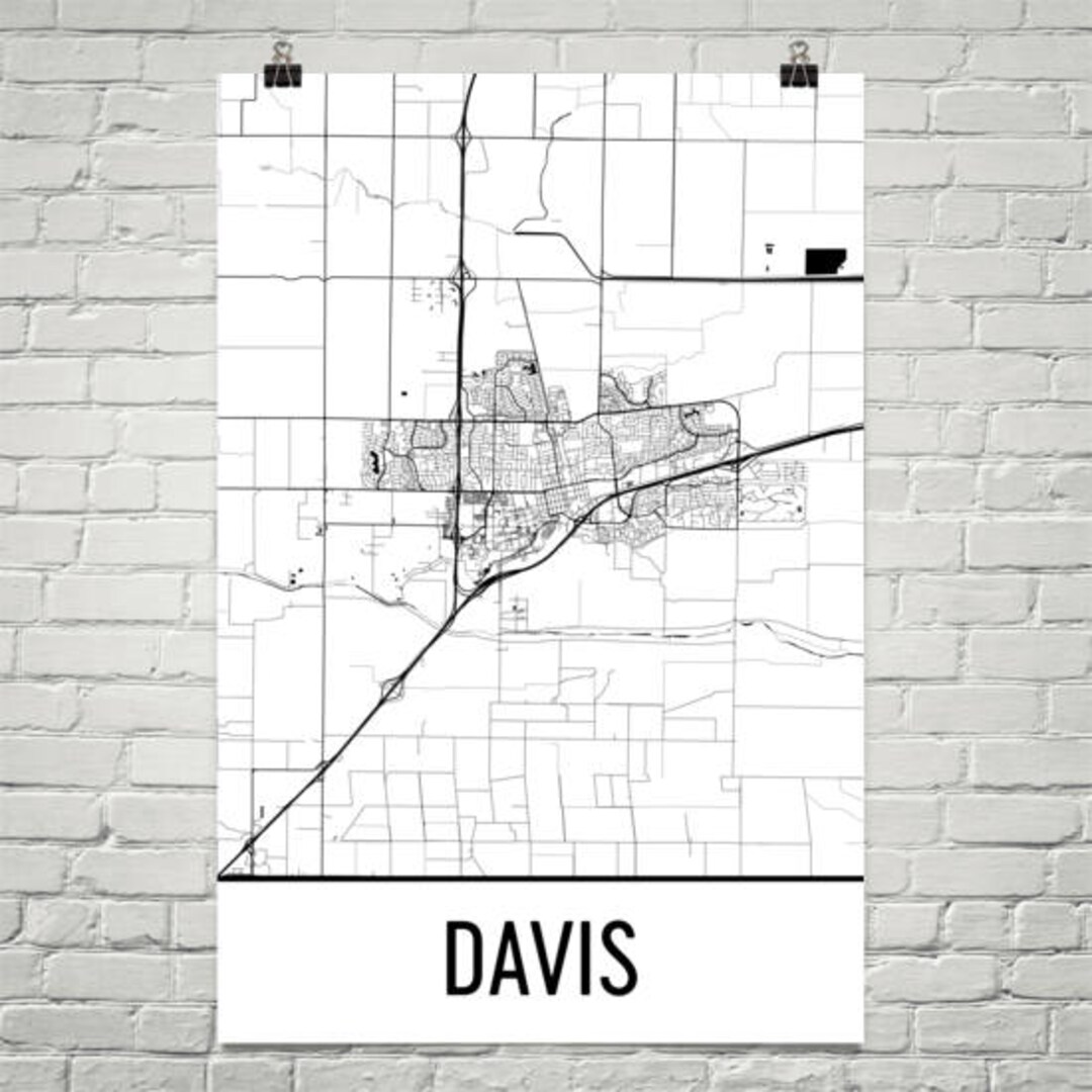 Davis CA Map Art Print: Minimalist City Street Poster - Etsy