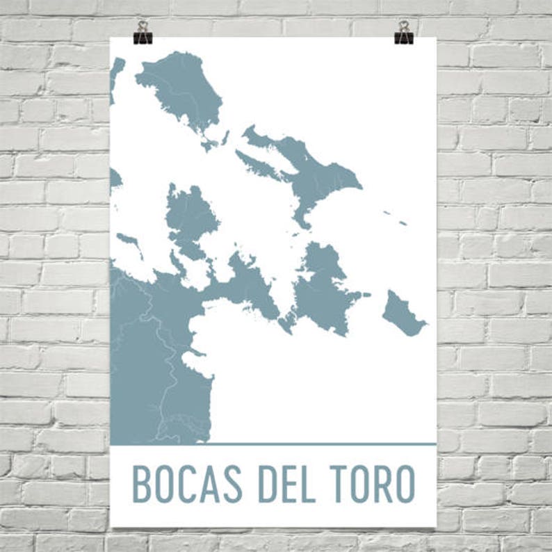 Impresión artística del mapa de Bocas del Toro: Póster de las islas de ...