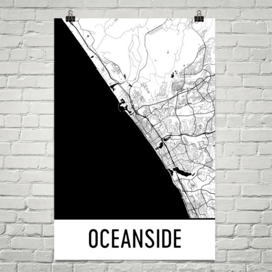 Oceanside Map, Oceanside Art, Oceanside Print, Oceanside CA Poster ...