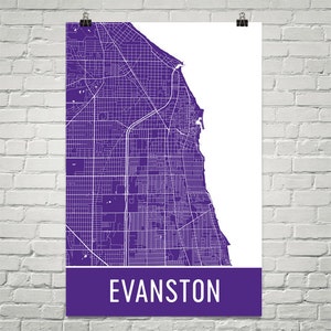 Evanston Illinois Map, Evanston Art, Evanston Print, Evanston IL Poster ...